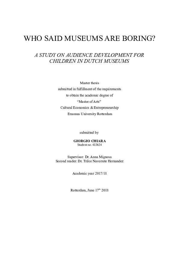 (PDF) Who Said Museums Are Boring? - a Study on Audience Development ...