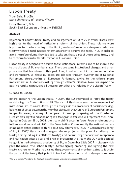 (PDF) Lisbon Treaty