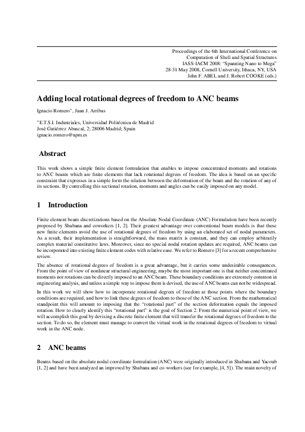 (PDF) Adding local rotational degrees of freedom to ANC beams