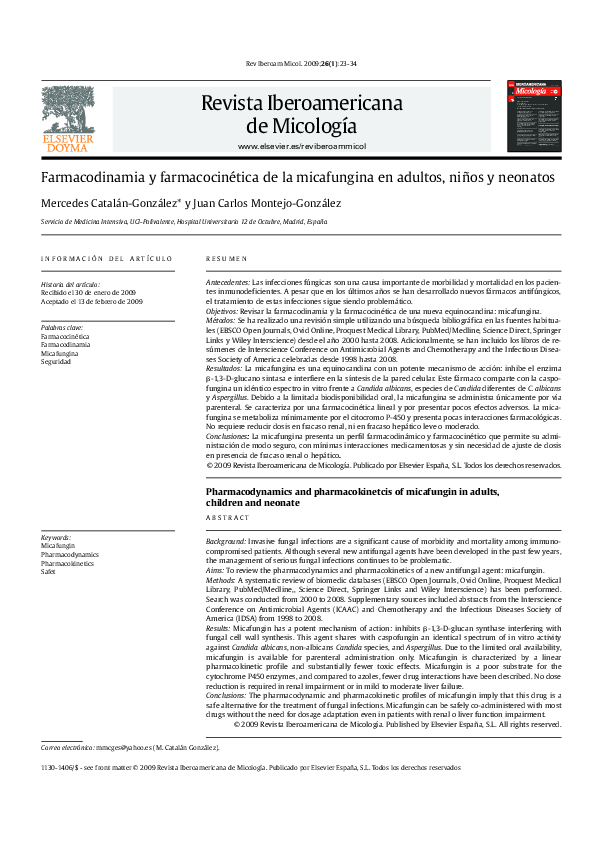 (PDF) Farmacodinamia y farmacocinética de la micafungina en adultos ...