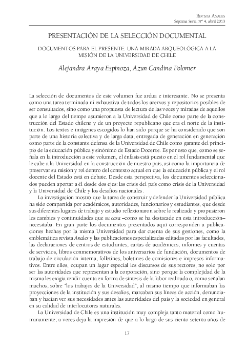(PDF) Documentos para el presente: una mirada arqueológica a la misión de la Universidad de ...