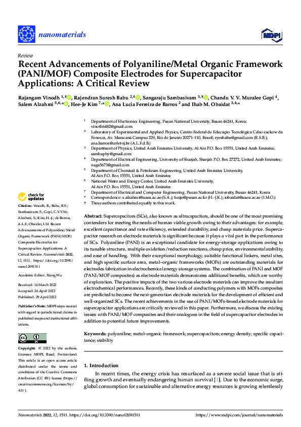 (PDF) Recent Advancements of Polyaniline/Metal Organic Framework (PANI ...