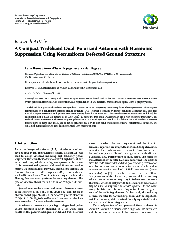 (PDF) A Compact Wideband Dual-Polarized Antenna with Harmonic ...