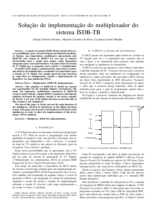 (PDF) Solução de implementação do multiplexador do sistema ISDB-TB ...