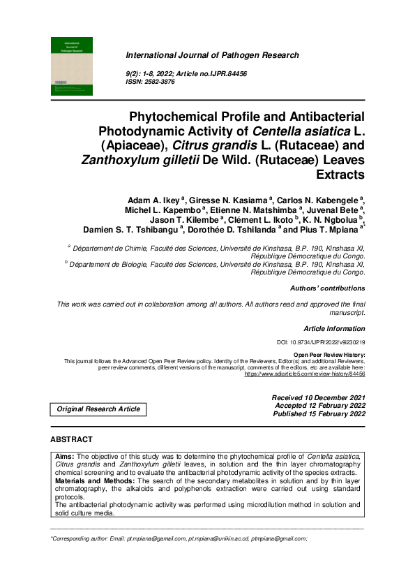 (PDF) Phytochemical Profile and Antibacterial Photodynamic Activity of ...