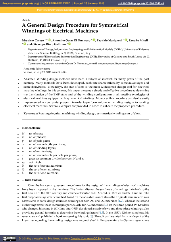 (PDF) A General Design Procedure for Symmetrical Windings of Electrical ...