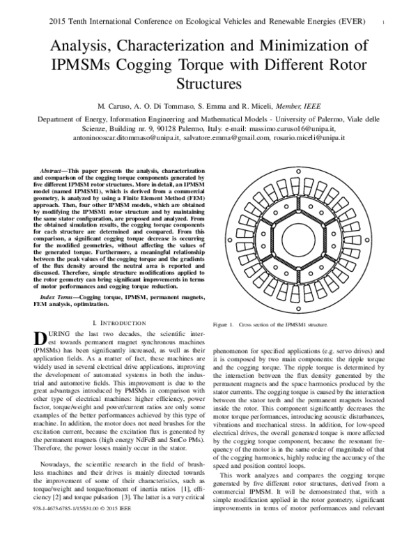 (PDF) Analysis, characterization and minimization of IPMSMs cogging ...