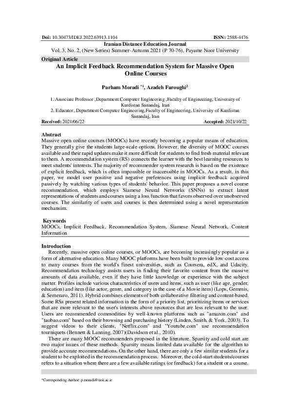 (PDF) An Implicit Feedback Recommendation System for Massive Open Online Courses