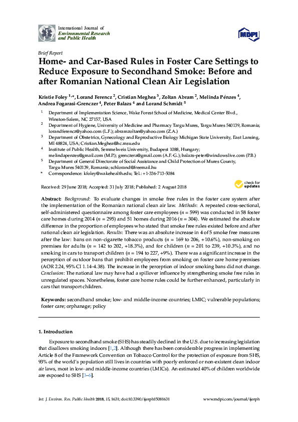 (PDF) Home- and Car-Based Rules in Foster Care Settings to Reduce ...