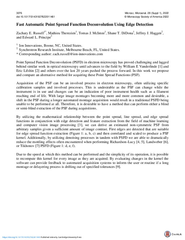 (PDF) Fast Automatic Point Spread Function Deconvolution Using Edge Detection