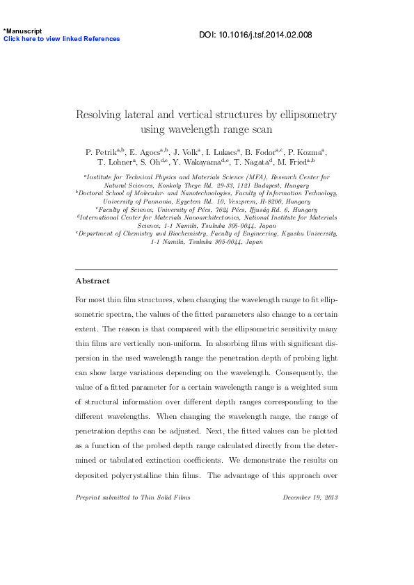 (PDF) Resolving lateral and vertical structures by ellipsometry using ...