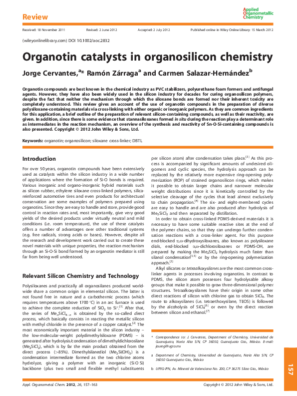(PDF) Organotin catalysts in organosilicon chemistry | Ramon Zarraga ...