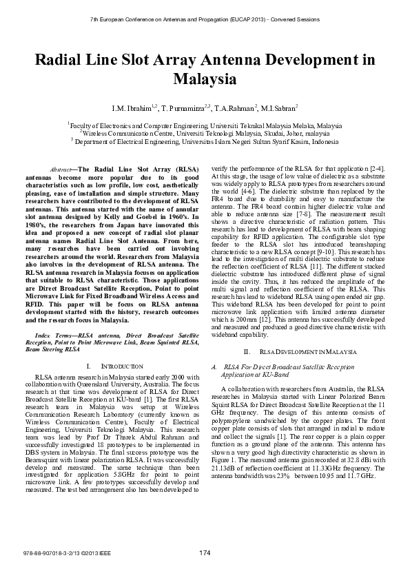 (PDF) Radial Line Slot Array Antenna Development in Malaysia
