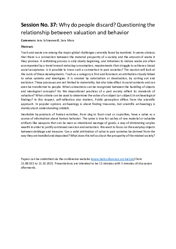 (PDF) Session No. 37: Why do people discard? Questioning the ...