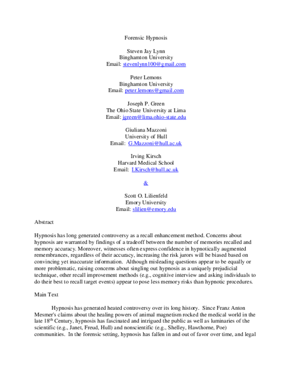 (PDF) Forensic Hypnosis