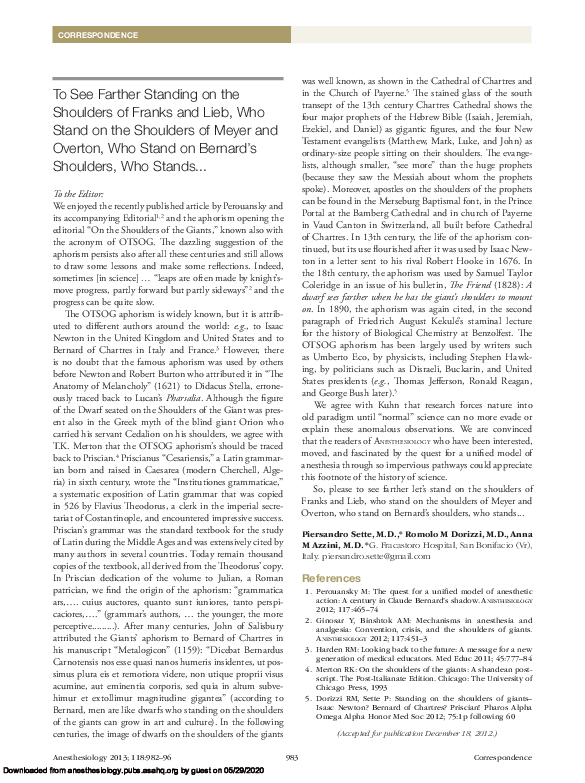 (PDF) To See Farther Standing on the Shoulders of Franks and Lieb, Who ...