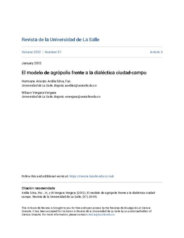 (PDF) El modelo de agrópolis frente a la dialéctica ciudad-campo