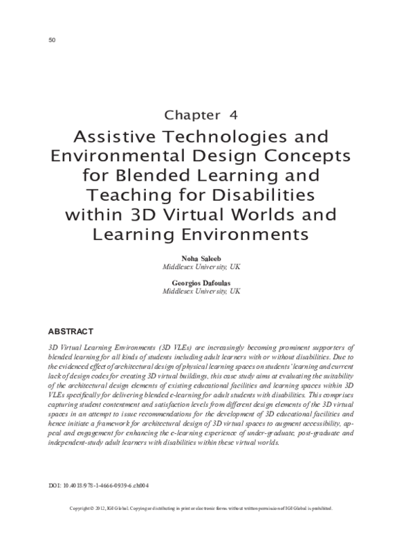 (PDF) Assistive Technologies and Environmental Design Concepts for Blended Learning and Teaching ...