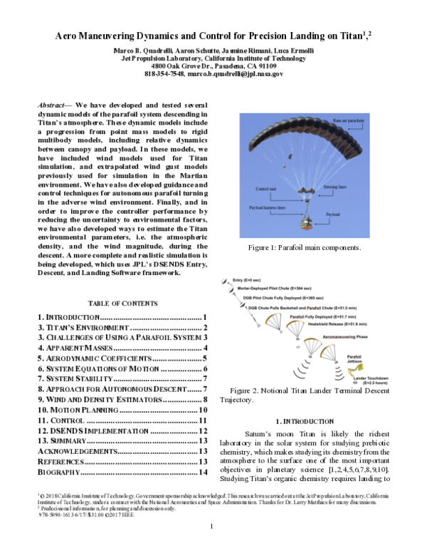 (PDF) Aero Maneuvering Dynamics and Control for Precision Landing on Titan