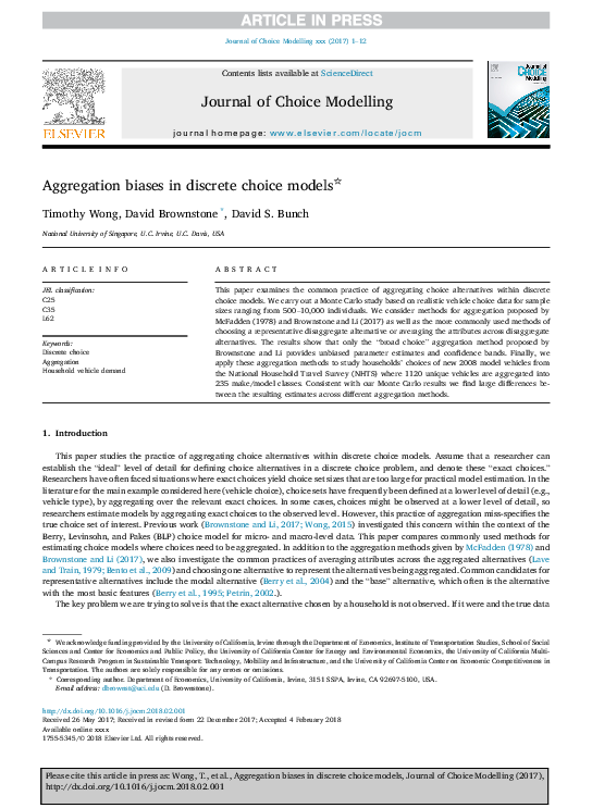 (PDF) Aggregation biases in discrete choice models