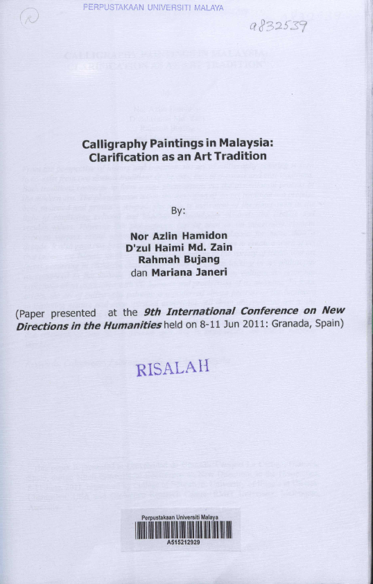 (PDF) Calligraphy Paintings in Malaysia