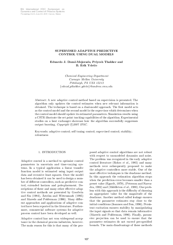 (PDF) Adaptive Predictive Control with Dual Models