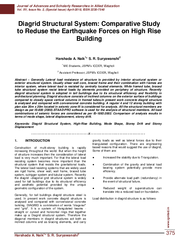 (PDF) Diagrid Structural System: Comparative Study to Reduse the ...