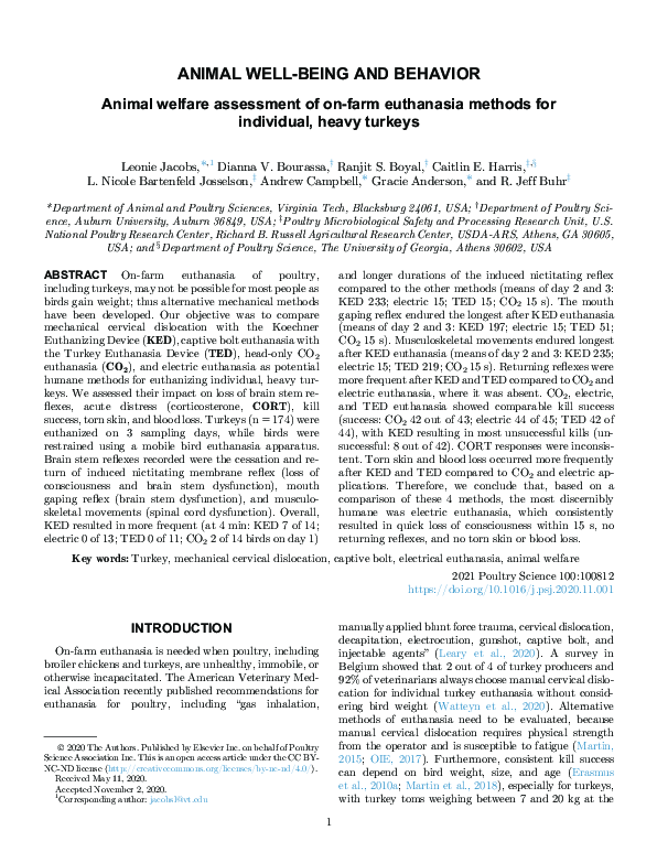 (PDF) Animal welfare assessment of on-farm euthanasia methods for ...