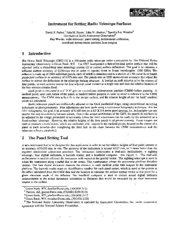 (PDF) Instrument for Setting Radio Telescope Surfaces