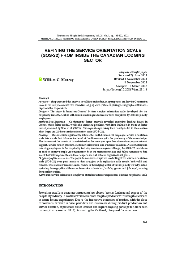 (PDF) Refining the Service Orientation Scale (SOS-22) from Inside the ...