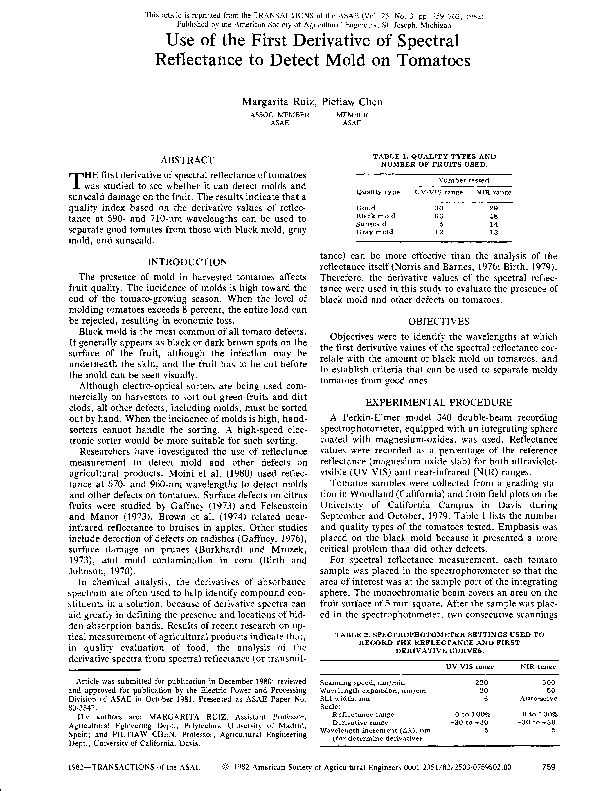 (PDF) Use of the First Derivative of Spectral Reflectance to Detect ...