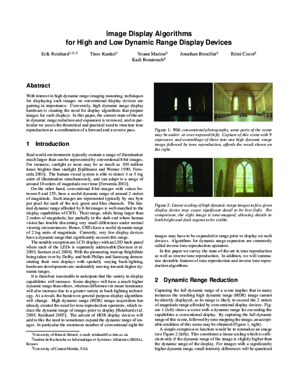Pdf Image Display Algorithms For High And Low Dynamic Range Display
