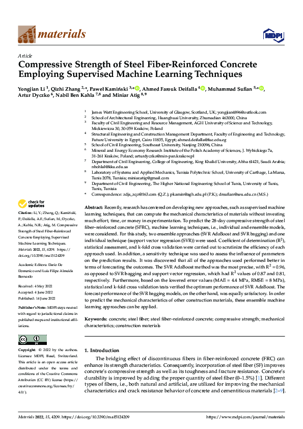 (PDF) Compressive Strength of Steel Fiber-Reinforced Concrete Employing Supervised Machine ...