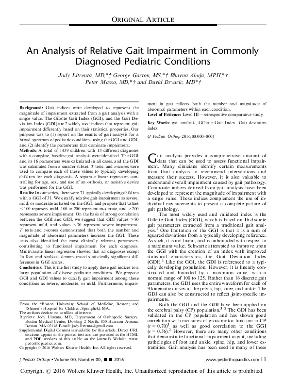 (PDF) An Analysis of Relative Gait Impairment in Commonly Diagnosed ...