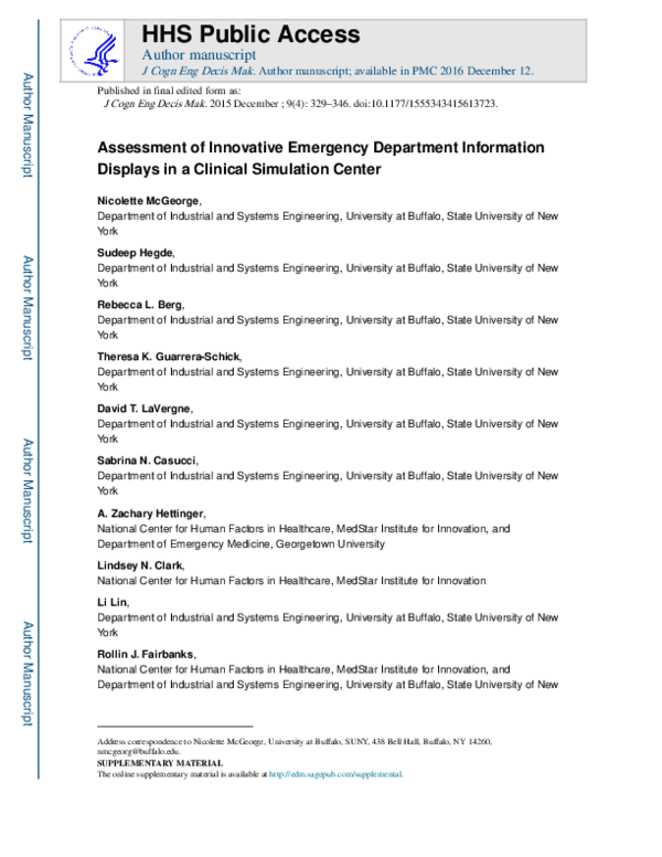 (PDF) Assessment of Innovative Emergency Department Information ...