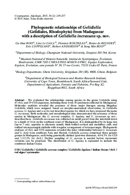 (PDF) Phylogenetic Relationships ofGelidiella(Gelidiales, Rhodophyta ...