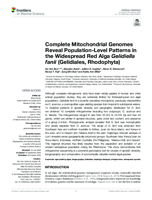 (PDF) Complete Mitochondrial Genomes Reveal Population-Level Patterns ...