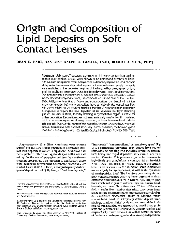 (PDF) Origin and Composition of Lipid Deposits on Soft Contact Lenses