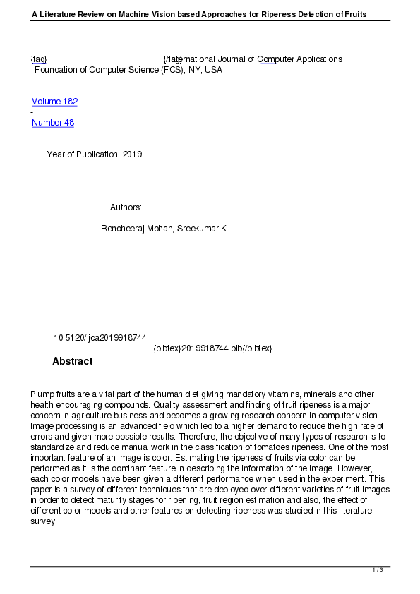 Pdf A Literature Review On Machine Vision Based Approaches For