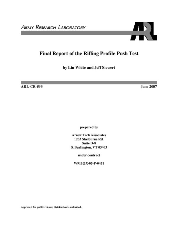 (PDF) Final Report of the Rifling Profile Push Test