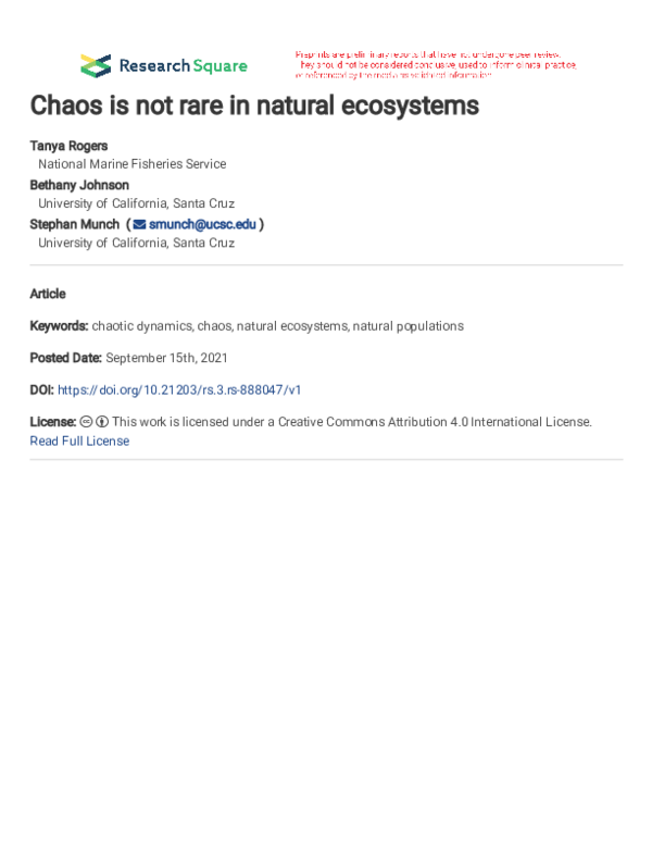 (PDF) Chaos is not rare in natural ecosystems