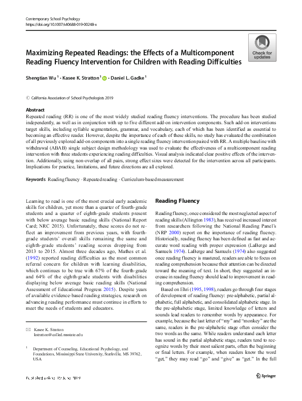 (PDF) Maximizing Repeated Readings: the Effects of a Multicomponent ...