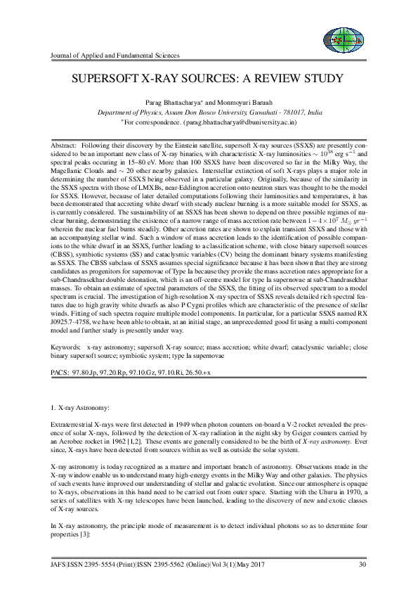 (PDF) Supersoft X-Ray Sources: A Review Study