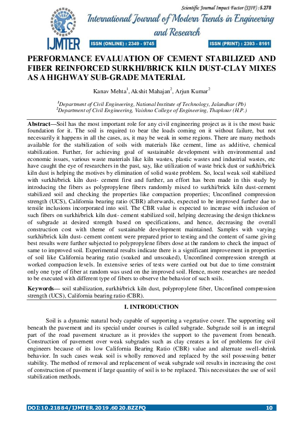 (PDF) Performance Evaluation of Cement Stabilized and Fiber Reinforced ...