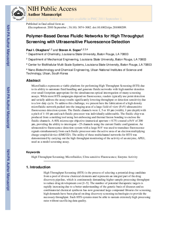 (PDF) Polymer-based dense fluidic networks for high throughput ...