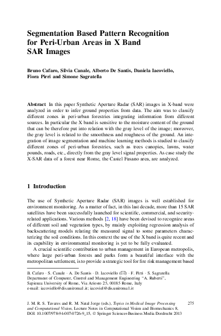 (PDF) Segmentation Based Pattern Recognition for Peri-Urban Areas in X Band SAR Images