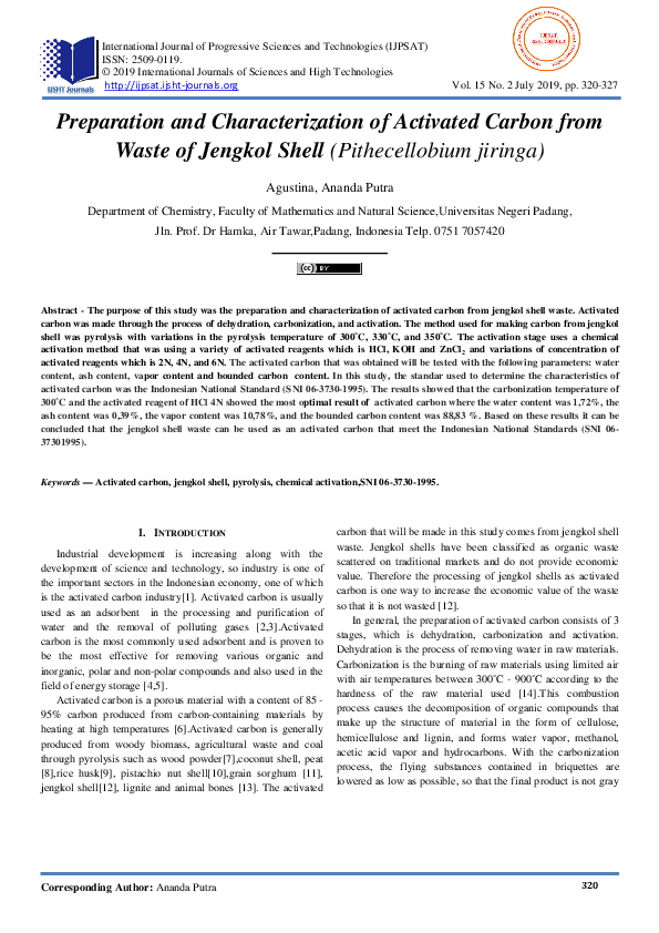 (PDF) Preparation and Characterization of Activated Carbon from Waste ...