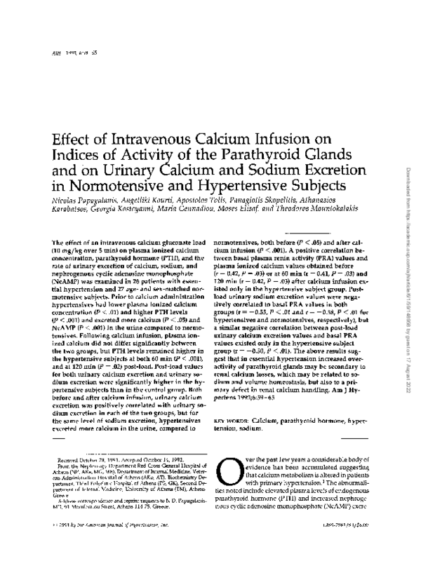 (PDF) Effect of Intravenous Calcium Infusion on Indices of Activity of ...