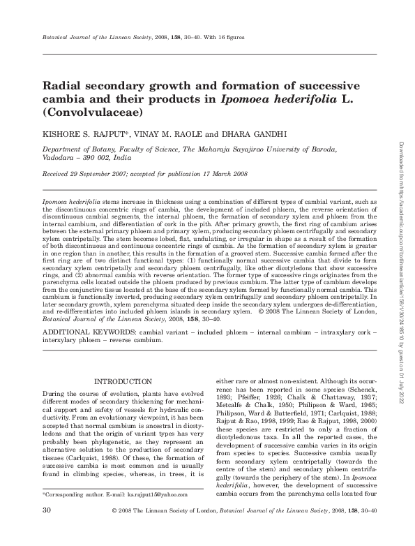 (PDF) Cambial Variants in Ipomoea hederifolia Growth