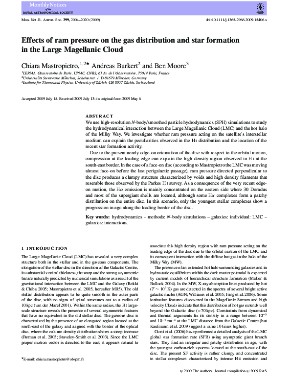 (PDF) Effects of ram pressure on the gas distribution and star ...